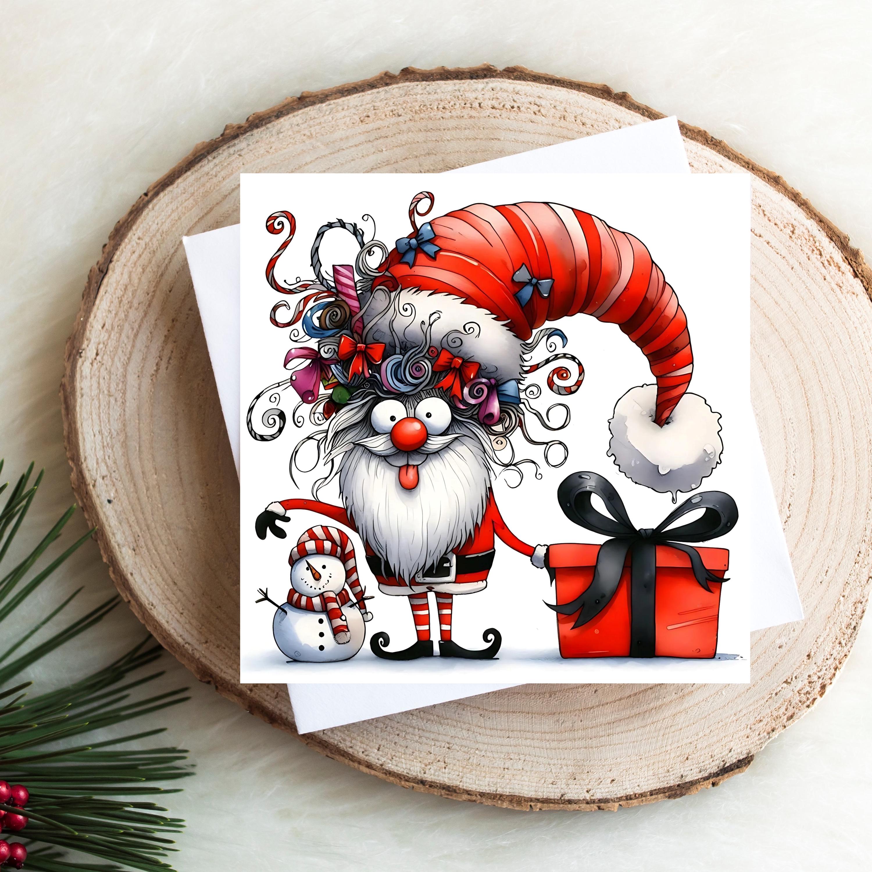 10 Whimsical Santa and Snowman Clipart, Quirky Christmas Clipart, JPG ...