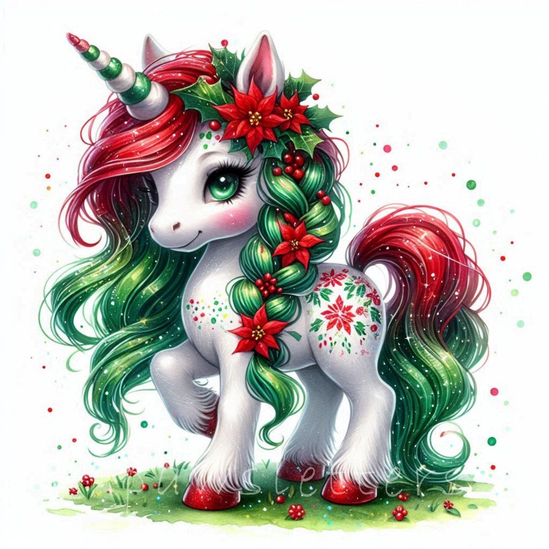 Christmas Unicorn Clipart | Set of 10 | High Quality 300 DPI Jpegs ...