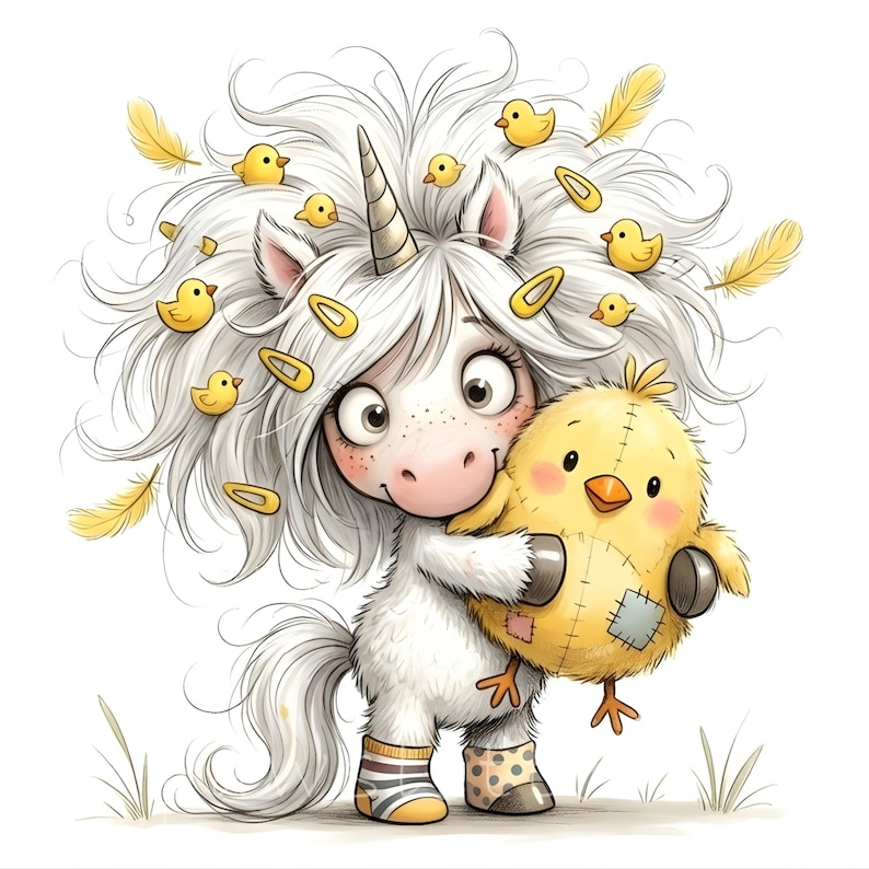Quirky Chick Unicorn Clipart , 10 Hi Res Jpgs - Digital Download Funny ...