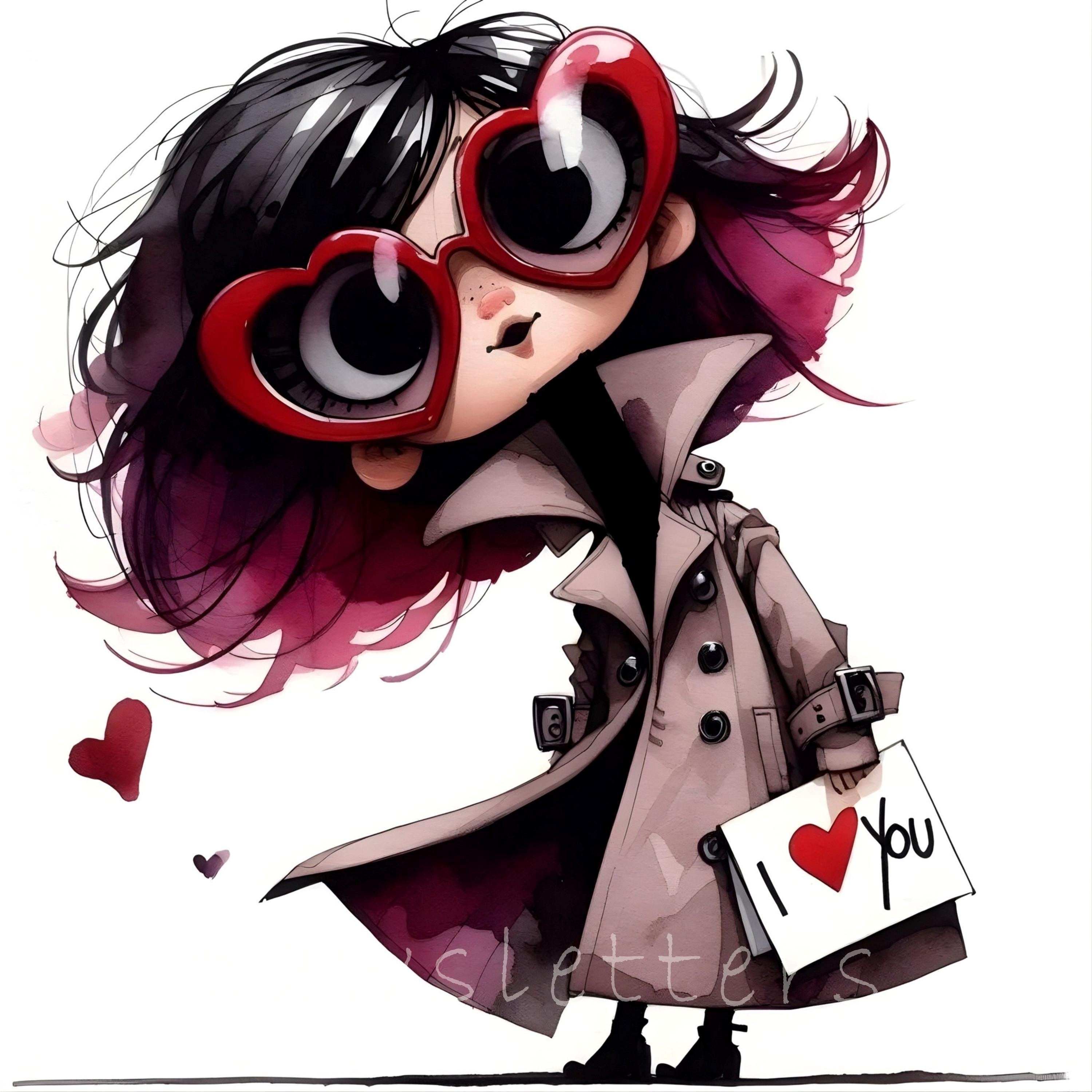 Valentine Girlfriend Clipart - Whimsical Girl Valentine Day Secret ...