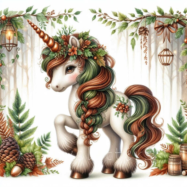Hello Fall Woodland Unicorn Clipart Set of 10 High Quality 300 DPI ...