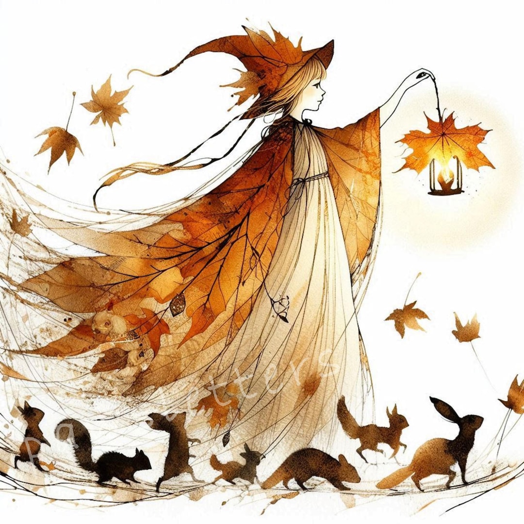 Leafy Lantern Guide Clipart 10 High Res Watercolor Jpgs, Cute Autumn ...