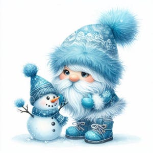 Winter Gnomes Clip Art 10 High Res Watercolor Jpgs for Junk Journal ...