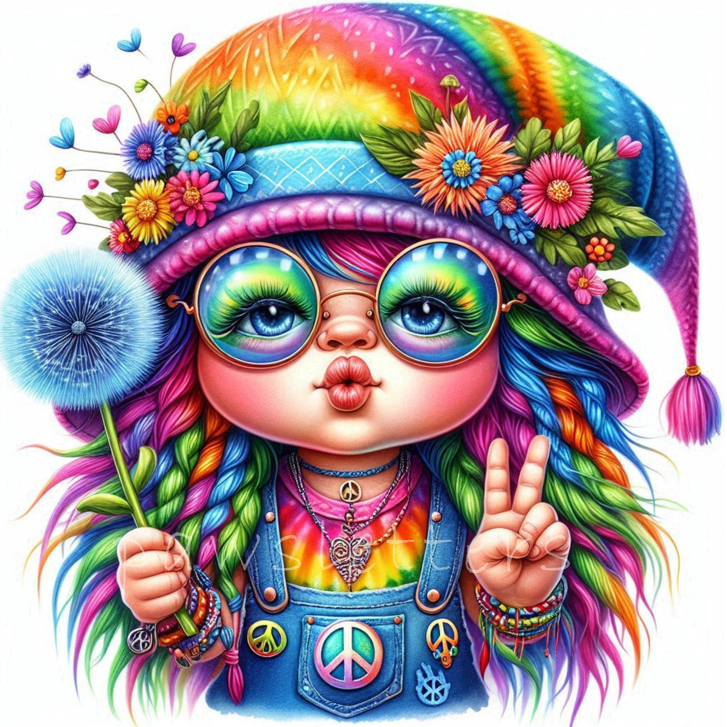 Groovy Hippie Gnome Clipart | Set of 10 | High Quality 300 DPI Jpegs ...