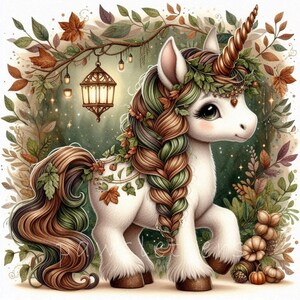 Hello Fall Woodland Unicorn Clipart | Set of 10 | High Quality 300 DPI ...