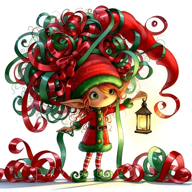 Christmas Elf Lantern Watercolor Clipart, 10 JPG Junk Journaling Art ...