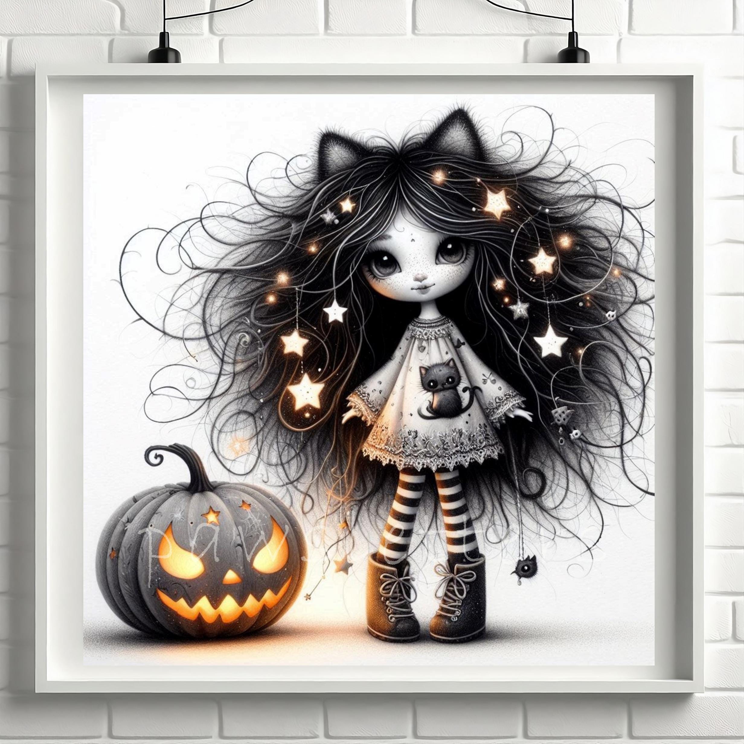 Quirky Girl Halloween Clipart | Set of 10 | High Quality 300 DPI Jpegs ...