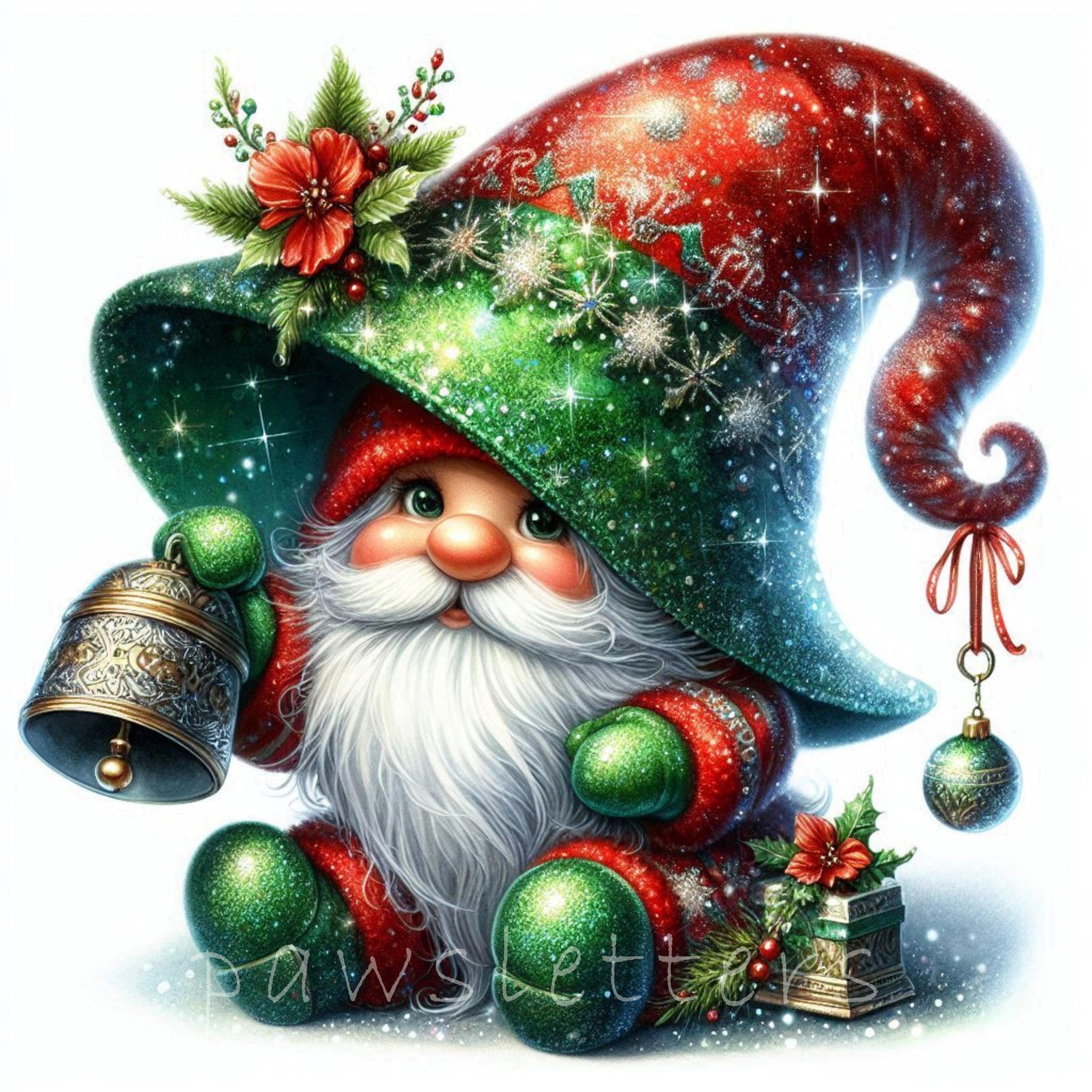 Festive Christmas Gnome Clipart, 10 High Res Watercolor Jpgs for Junk ...