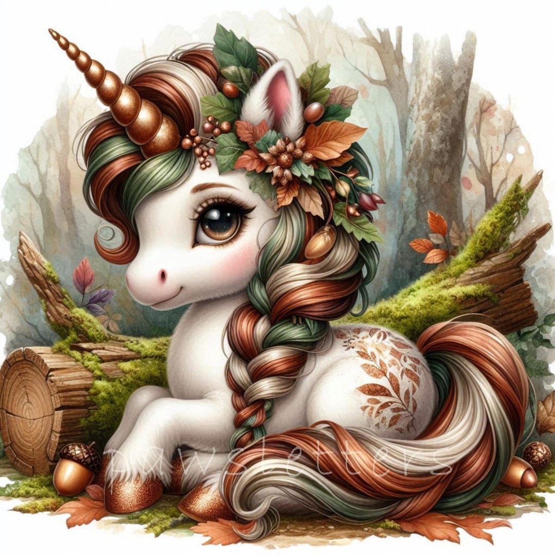 Hello Fall Woodland Unicorn Clipart | Set of 10 | High Quality 300 DPI ...