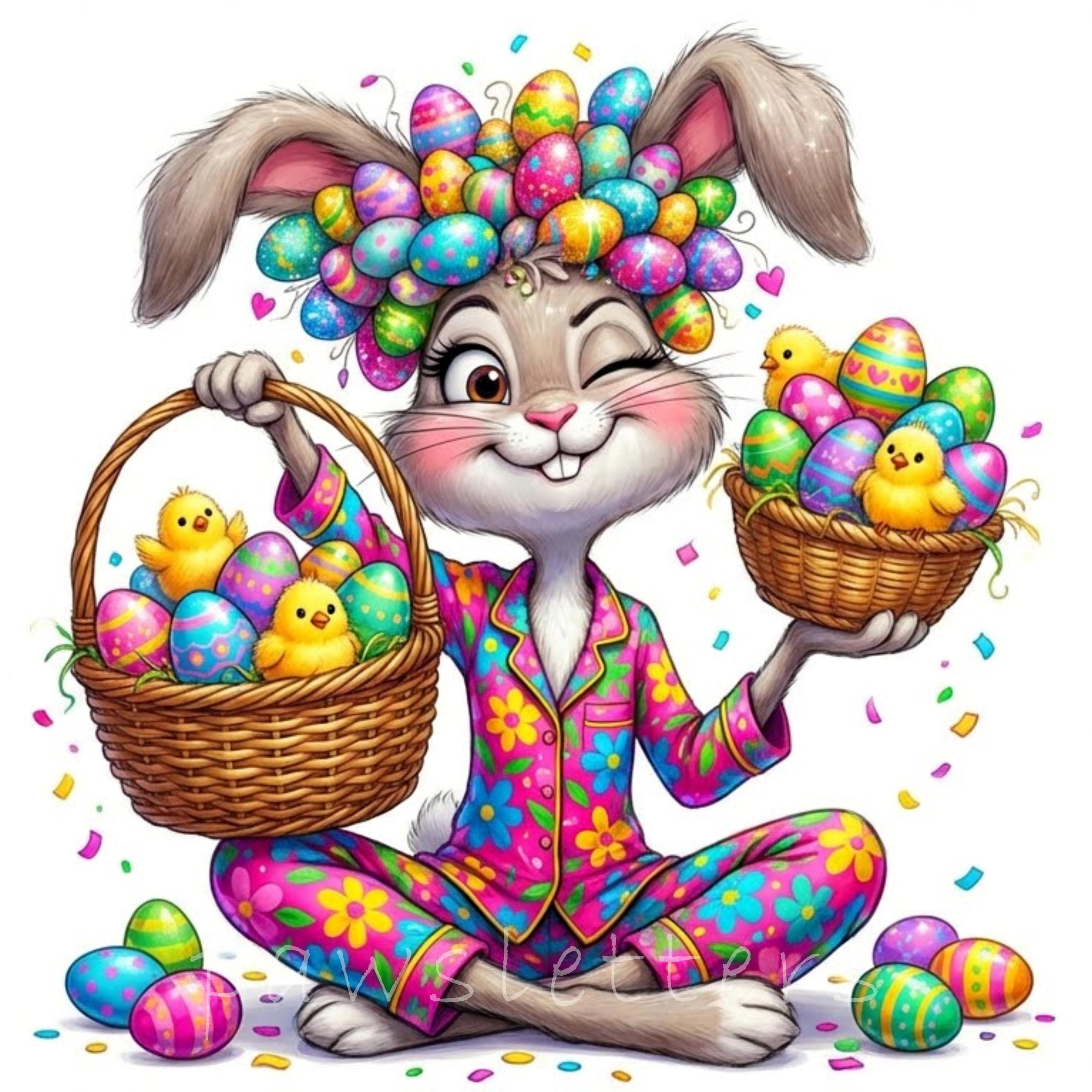 Funny Easter Bunny Clipart: Watercolor Whimsical Bunny Some Bunny Loves ...