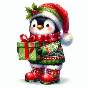 Christmas Penguin Clipart | Set of 10 | High Quality 300 DPI Jpegs ...