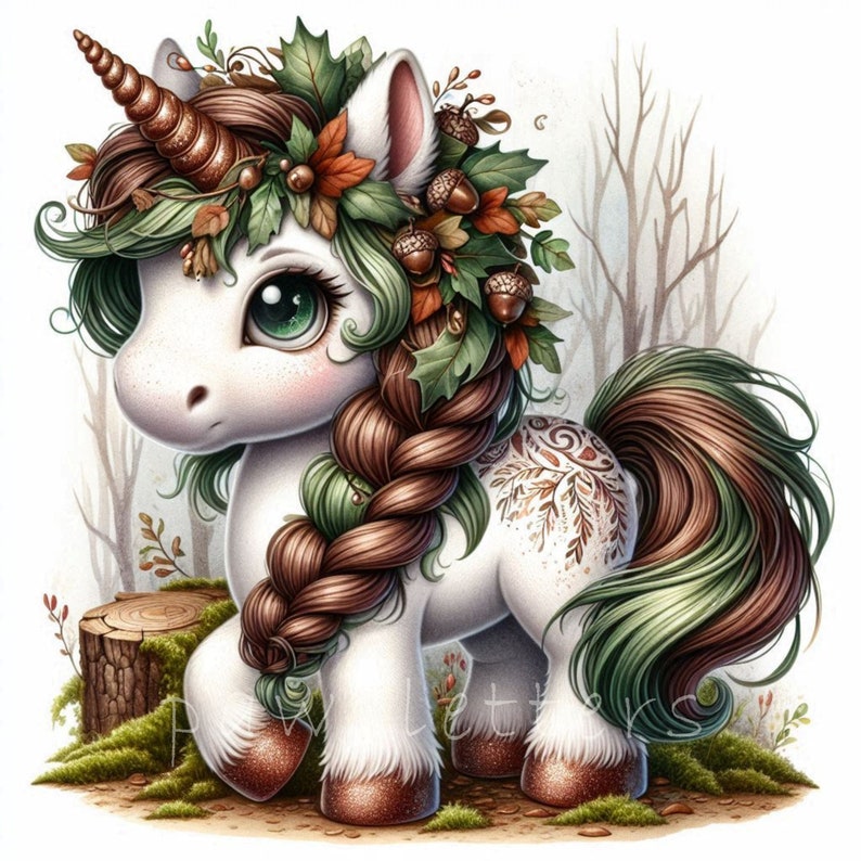 Hello Fall Woodland Unicorn Clipart Set of 10 High Quality 300 DPI ...