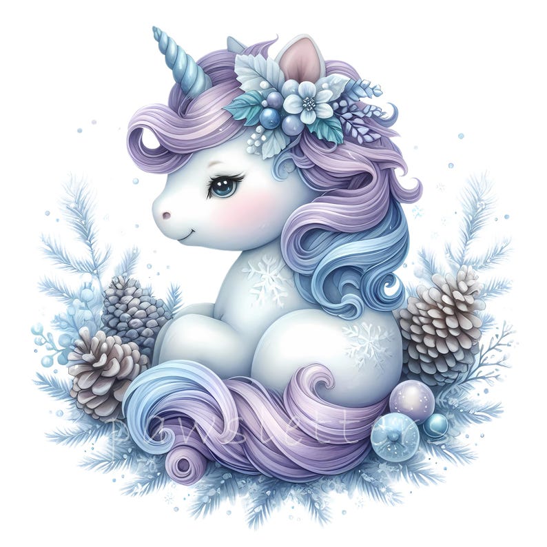 Winter Wonderland Unicorn Clip Art Set of 10 Pngs for Christmas ...