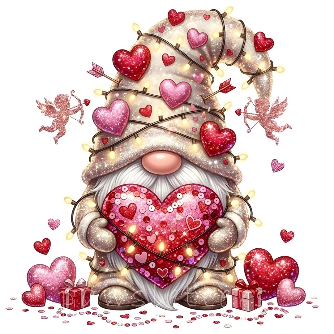 Cupid Valentine Gnome Clipart: Be Mine Valentine Graphics (digital ...