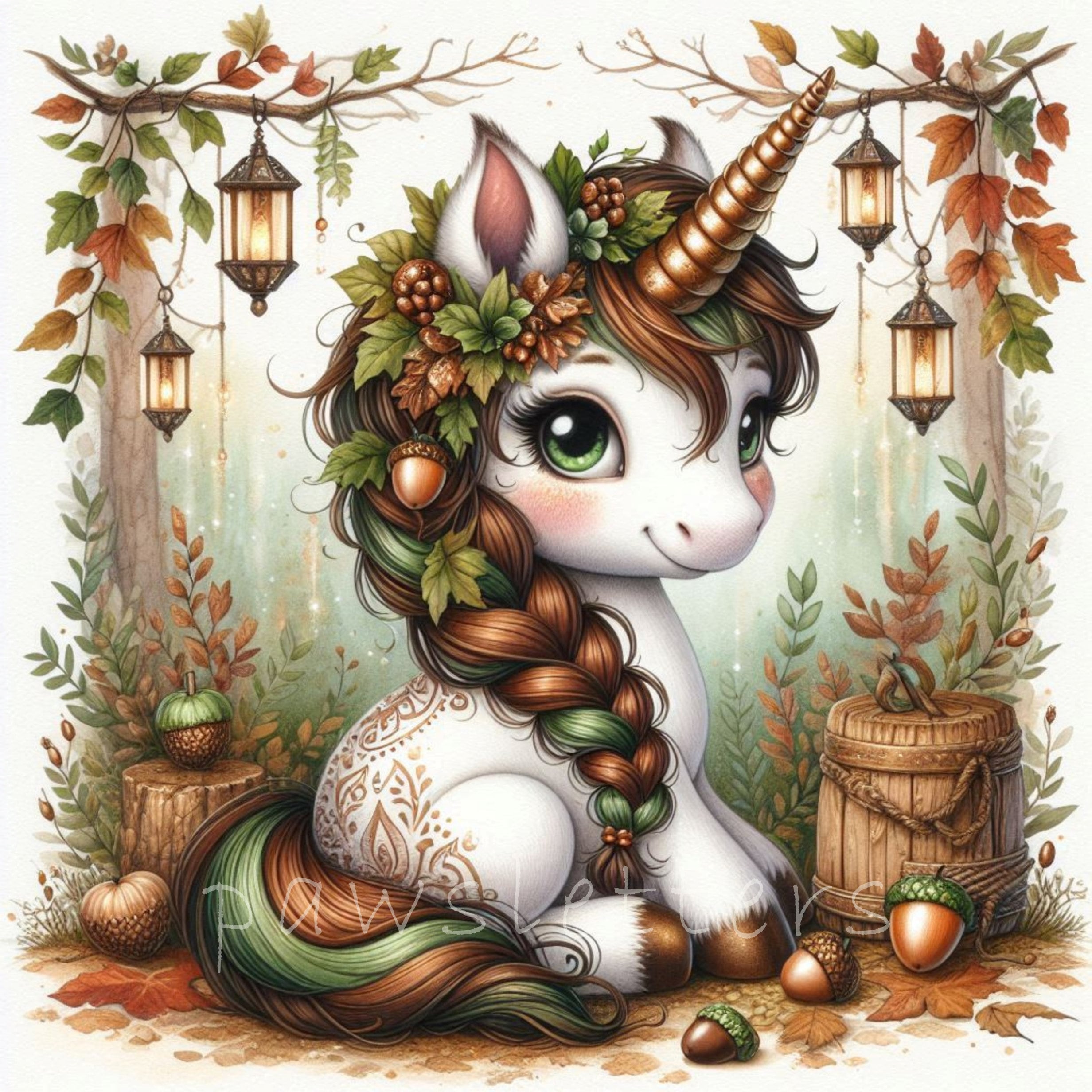 Hello Fall Woodland Unicorn Clipart Set of 10 High Quality 300 DPI ...