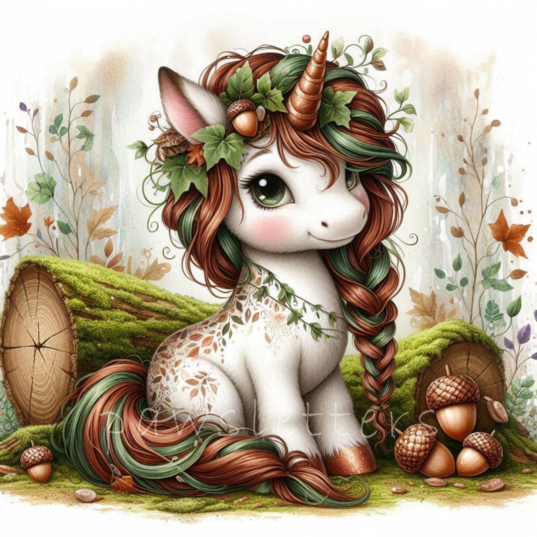 Hello Fall Woodland Unicorn Clipart | Set of 10 | High Quality 300 DPI ...
