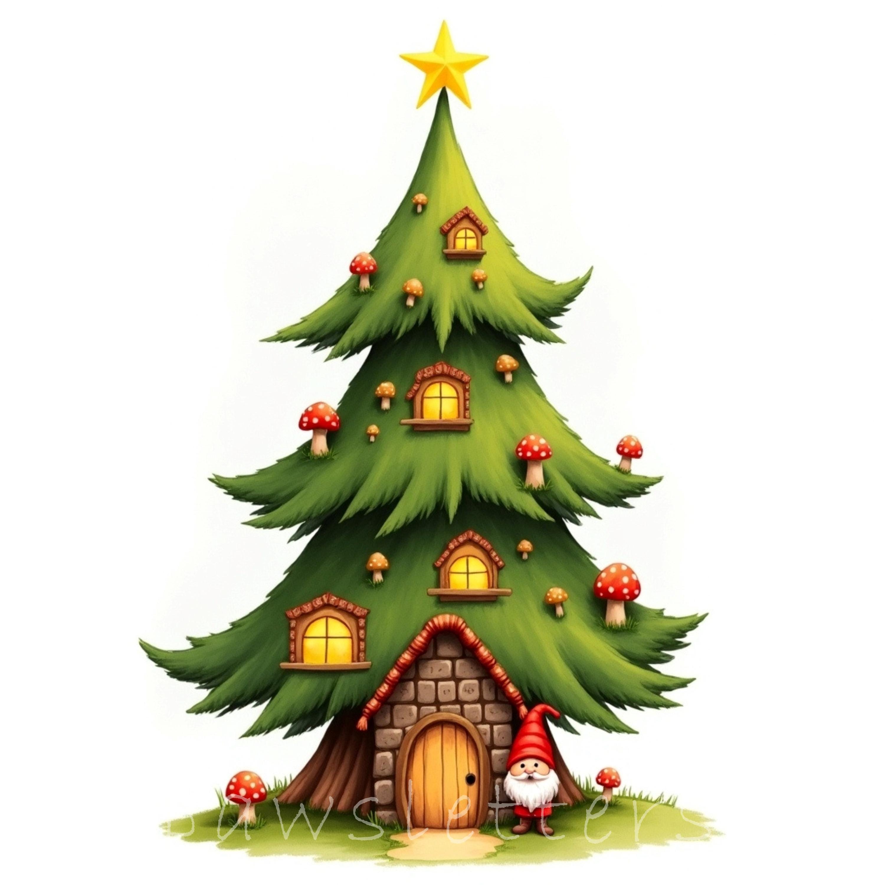Whimsical Christmas Tree Clipart, 10 Quirky Christmas Clipart Jpgs ...