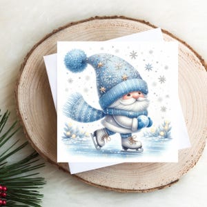 Ice Skating Gnome Clip Art 10 High Res Watercolor Jpgs for Junk Journal ...
