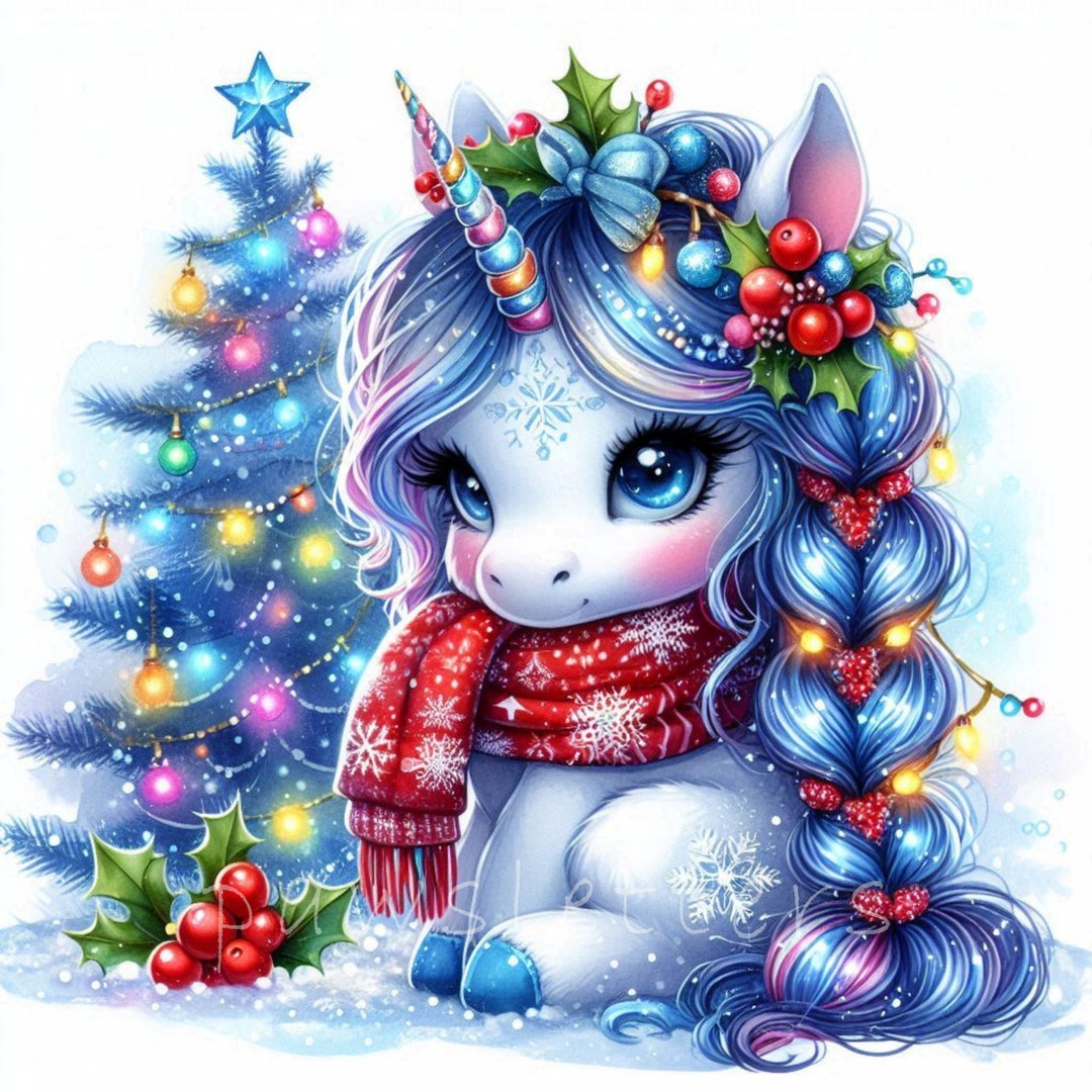 Christmas Winter Unicorn Clipart | Set of 10 | High Quality 300 DPI ...