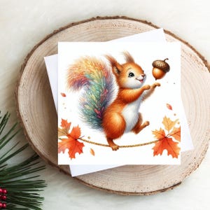 Autumn Squirrel Acrobat Clipart 10 High Res Watercolor Jpgs Cute Forest ...