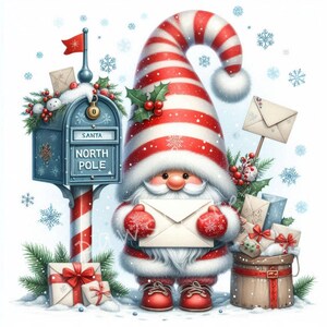 North Pole Mail Gnomes Clipart 10 High Res Watercolor Jpgs for Junk ...