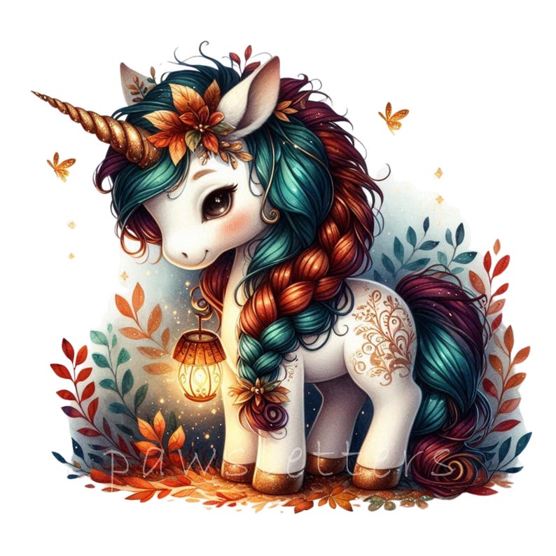 Forest Lantern Unicorn Clipart Set of 10 Pngs Halloween Png, Sticker Png, Mug Png, Trending Fall ...