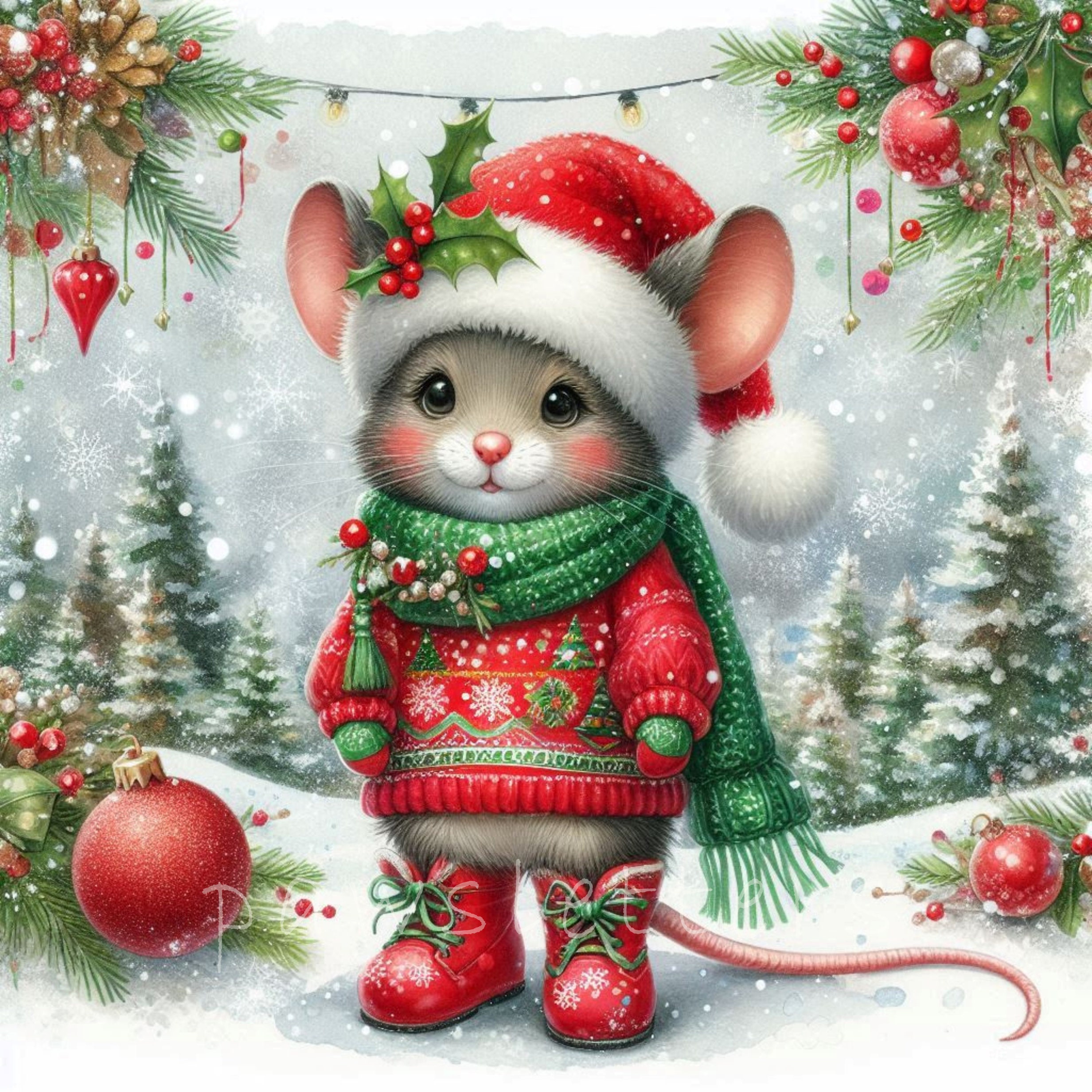 Christmas Mouse Clipart | Set of 10 | High Quality 300 DPI Jpegs | Xmas ...