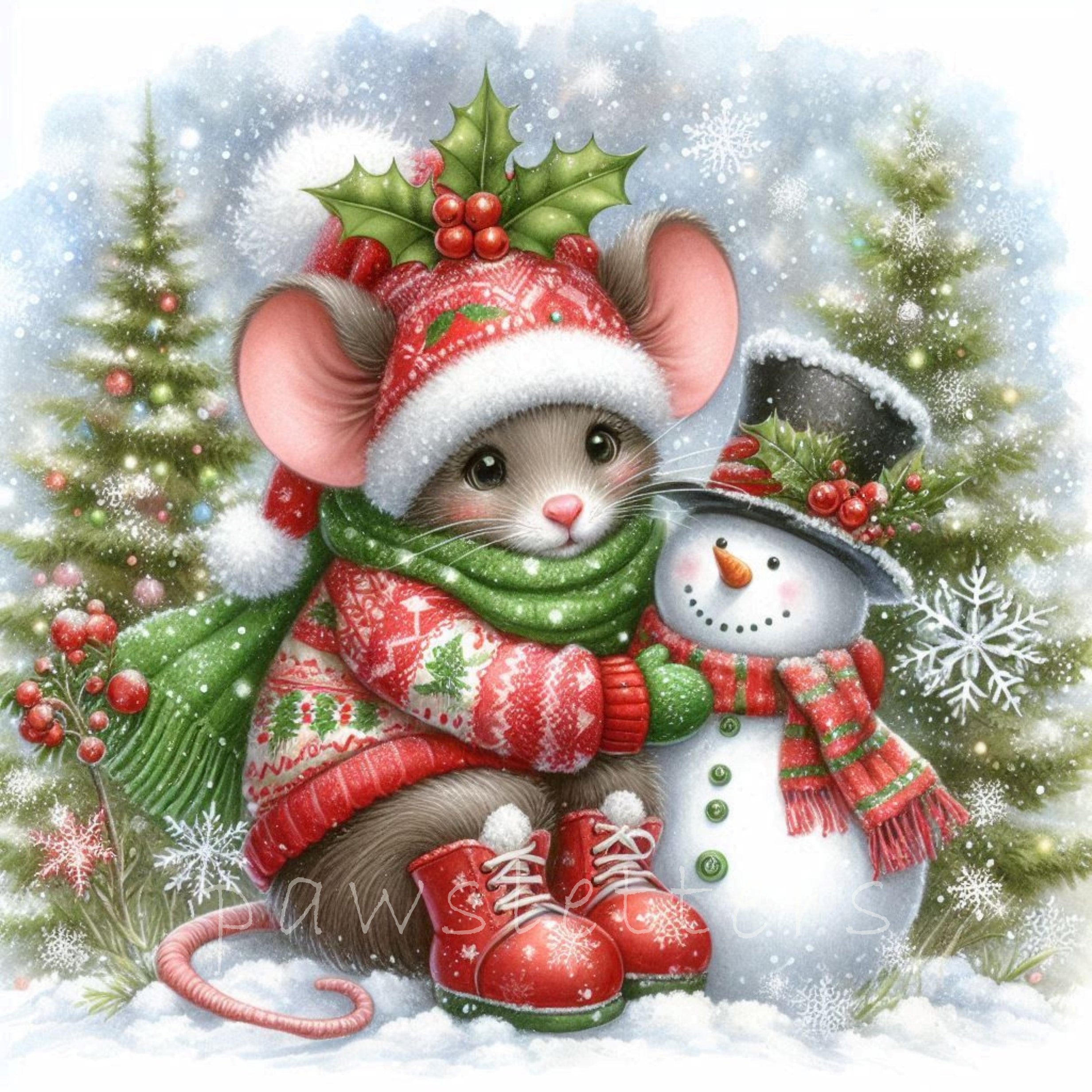 Christmas Mouse Clipart | Set of 10 | High Quality 300 DPI Jpegs | Xmas ...