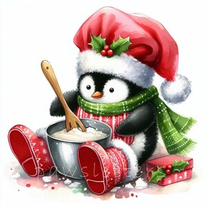 Christmas Penguin Clipart | Set of 10 | High Quality 300 DPI Jpegs ...