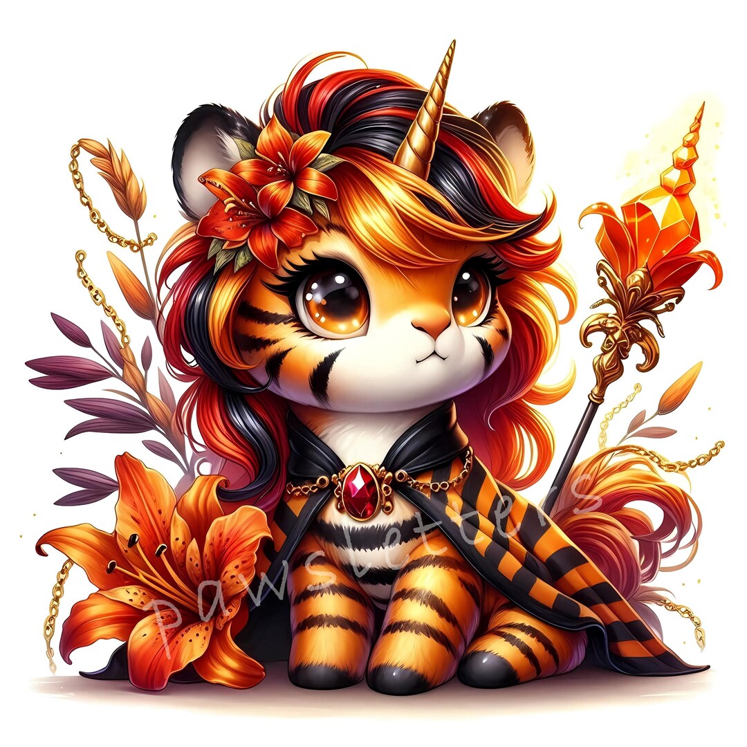 Tiger Unicorn Clipart, 10 Cute Animal JPG, High Quality 300 DPI ...