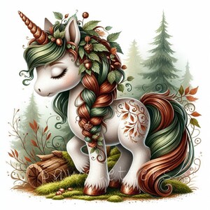 Hello Fall Woodland Unicorn Clipart | Set of 10 | High Quality 300 DPI ...