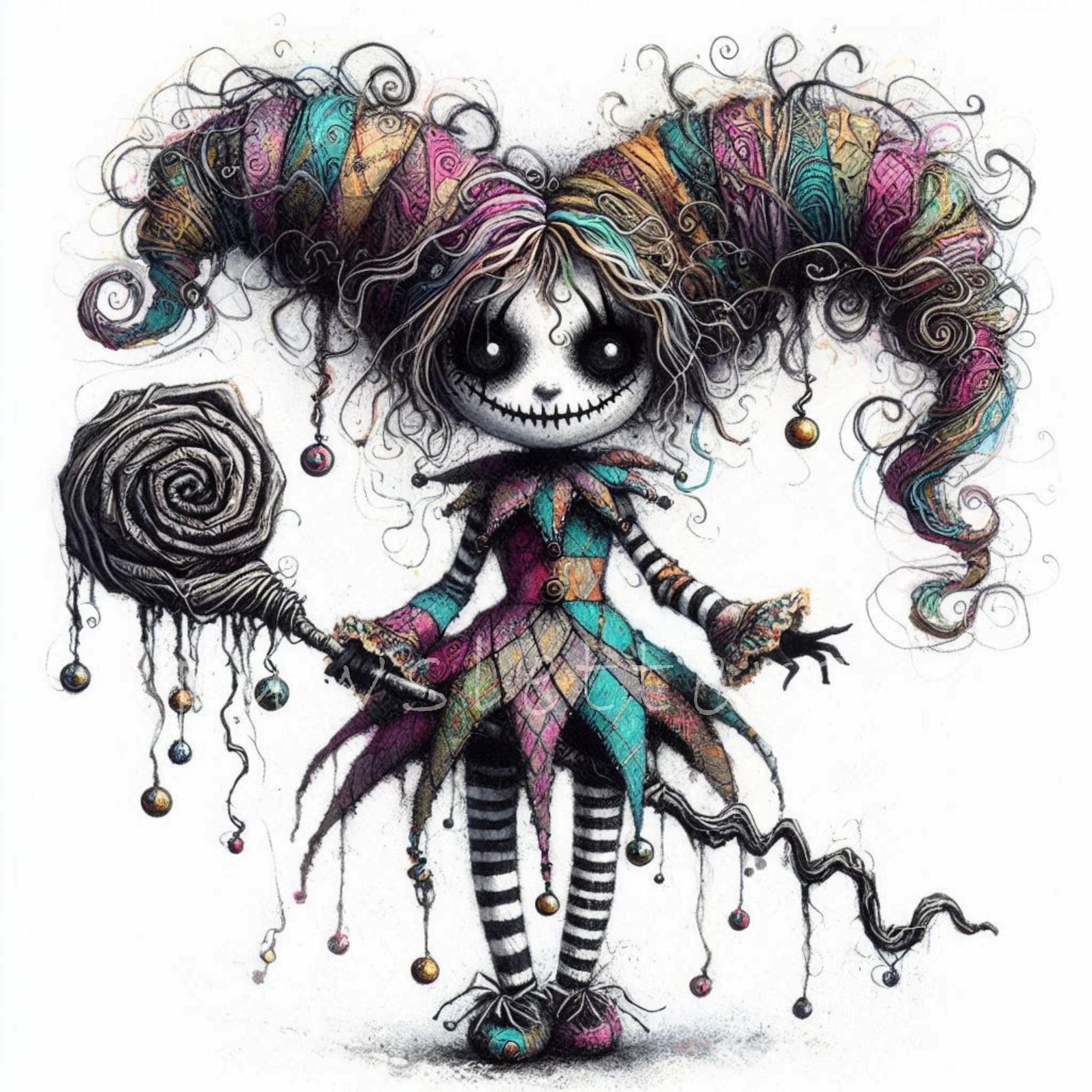 Wicked Jester Doll Clipart | Set of 10 | High Quality 300 DPI Jpegs ...