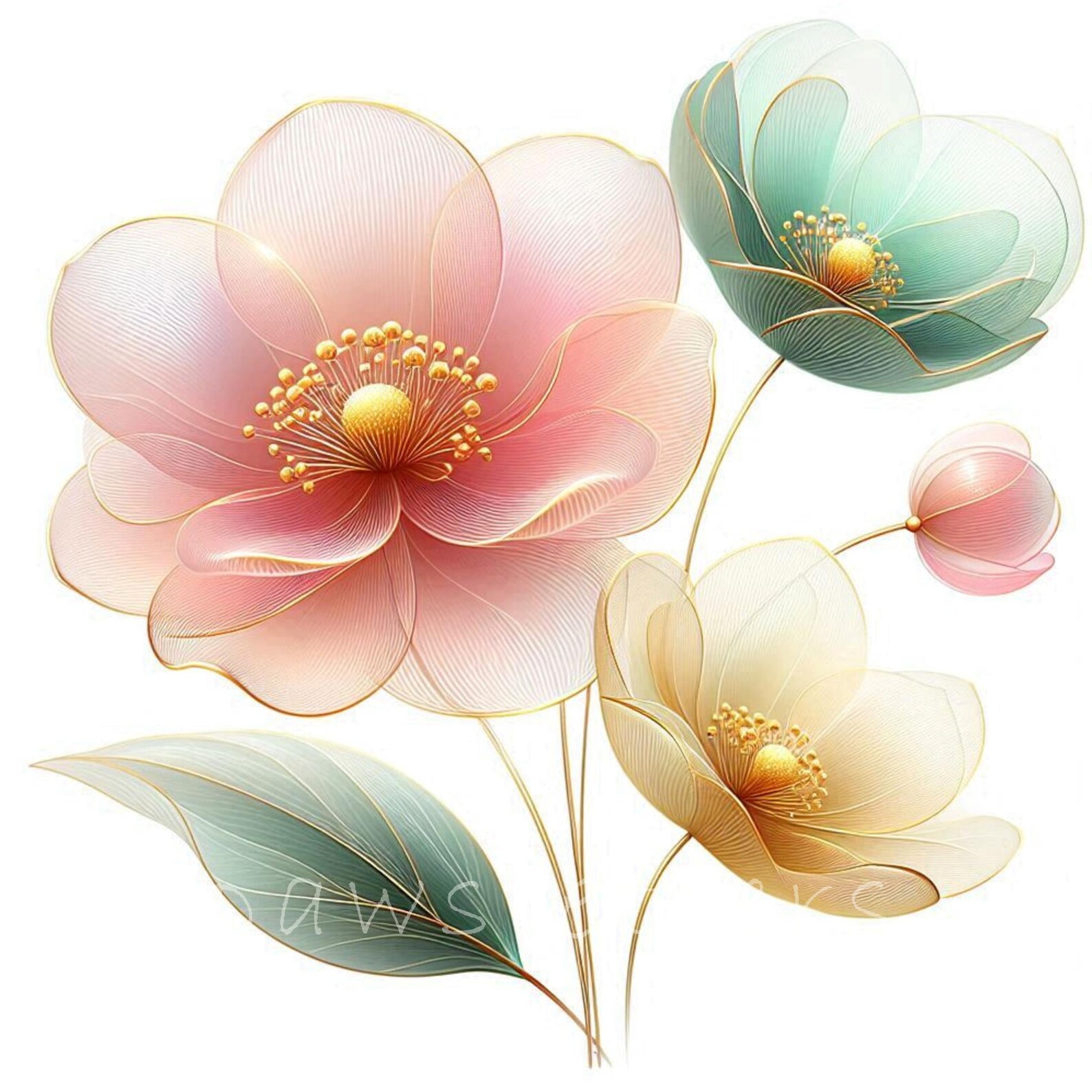 Spring Abstract Flowers Clipart Set of 10 High Quality 300 DPI Jpegs ...