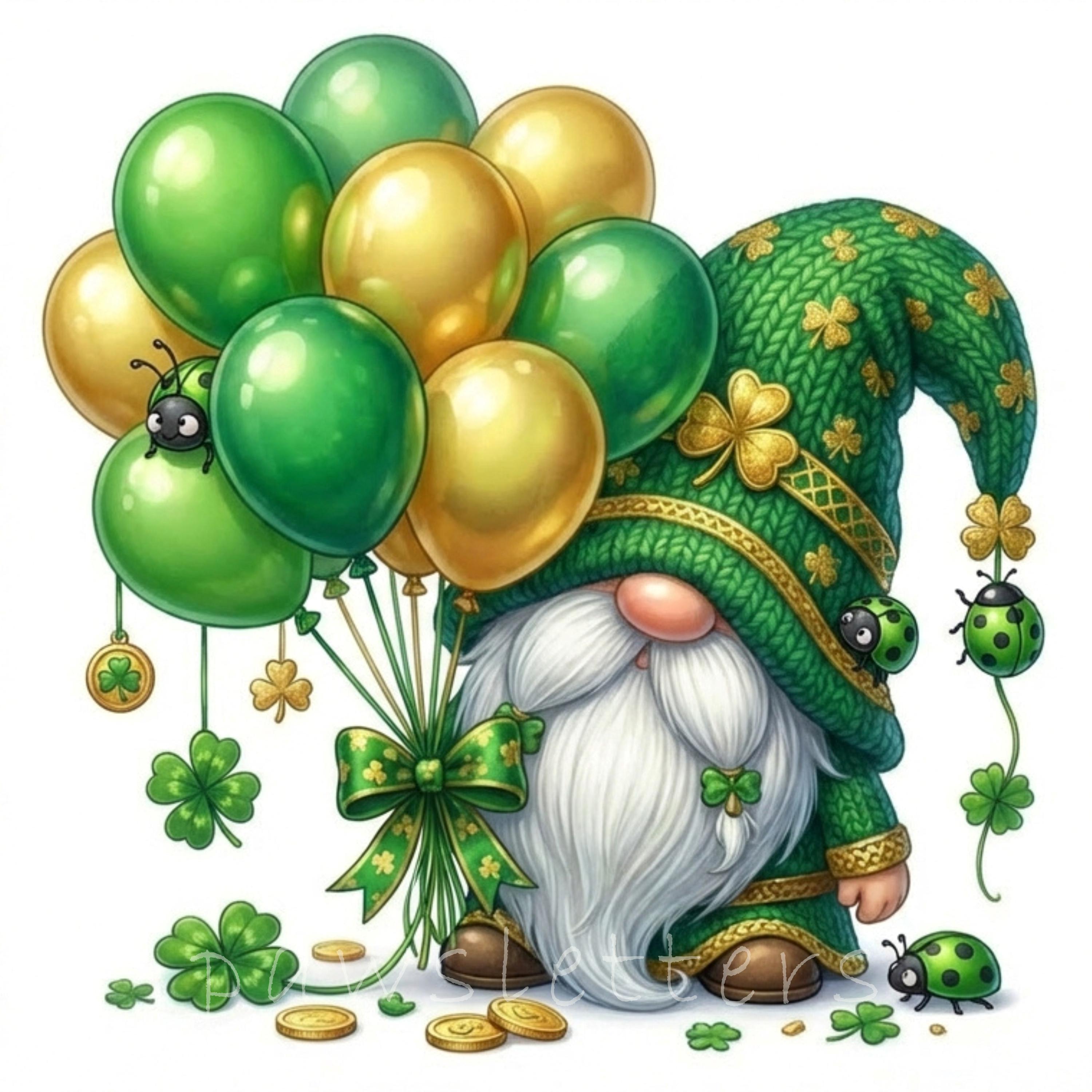 15 JPG Whimsical St Patrick's Day Gnome Clipart - Watercolor Lucky ...
