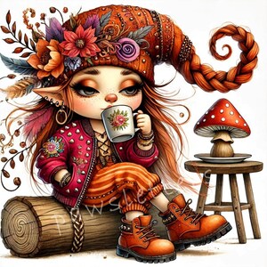 Boho Chic, Floral Gnome Clipart | Set of 10 | High Quality 300 DPI ...