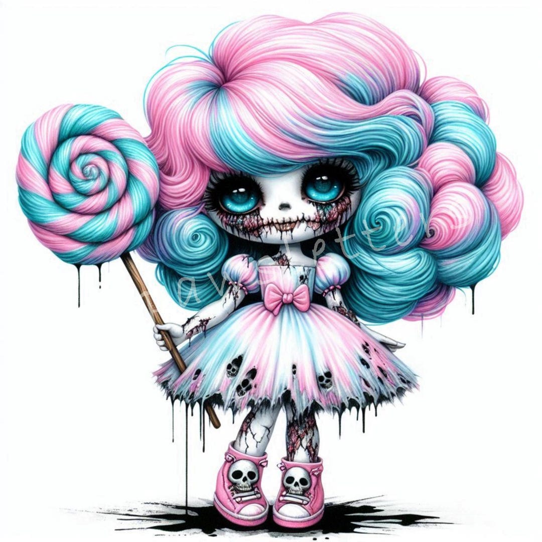 Zombie Cotton Doll Clipart 10 High Res Watercolor Jpgs for Junk Journal ...