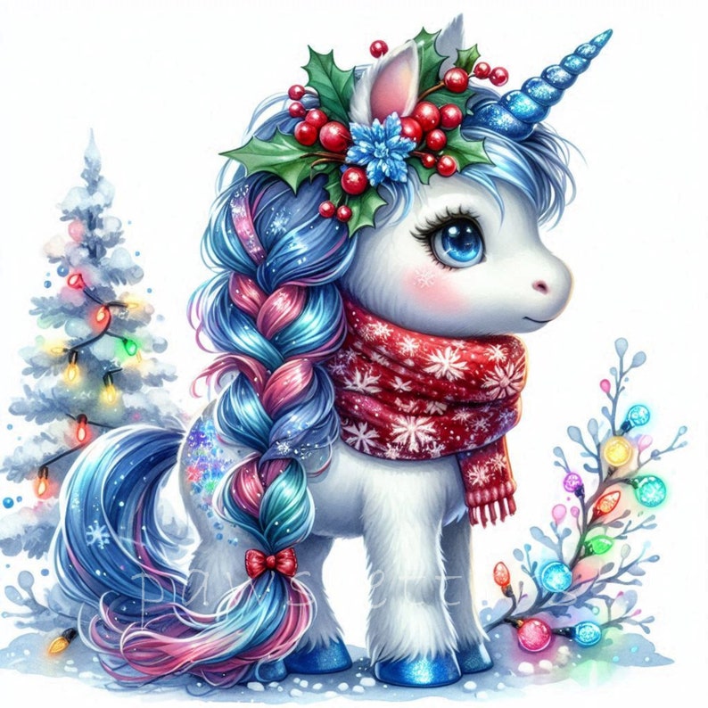 Christmas Winter Unicorn Clipart Set of 10 High Quality 300 DPI Jpegs ...