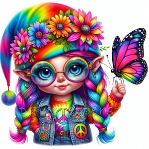 Groovy Hippie Gnome Clipart | Set of 10 | High Quality 300 DPI Jpegs ...