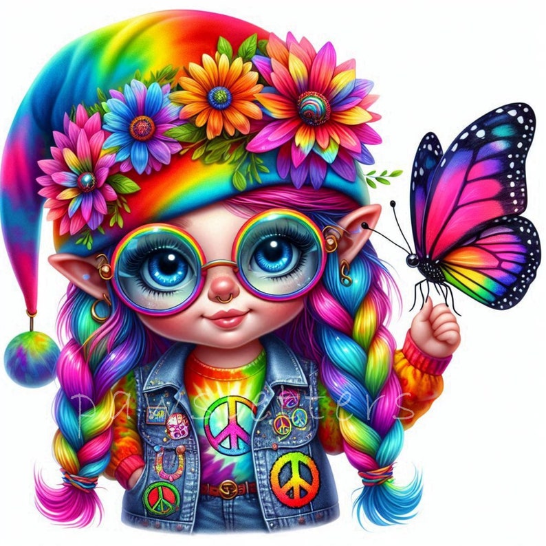 Groovy Hippie Gnome Clipart | Set of 10 | High Quality 300 DPI Jpegs ...