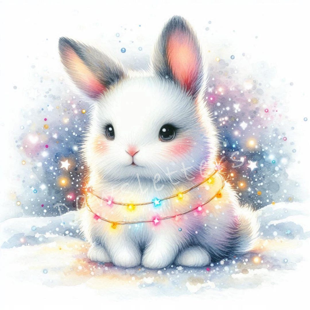 Christmas Bunny Clipart 10 High Res Watercolor Jpgs Cute Winter Animals ...