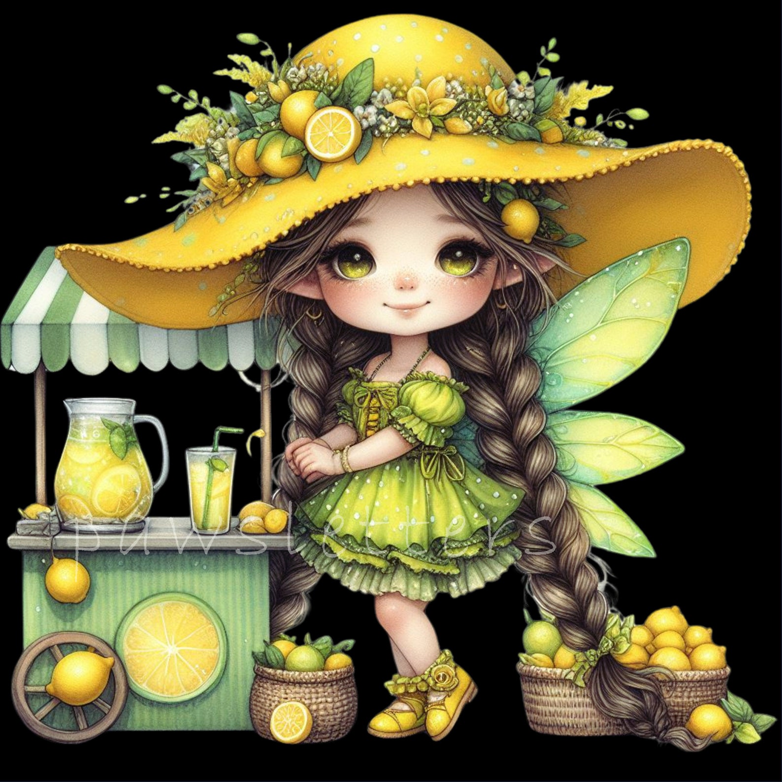 Summer Fairy Clipart Bundle, Girl Clipart, 12 PNG Sweet Lemon Fairy ...