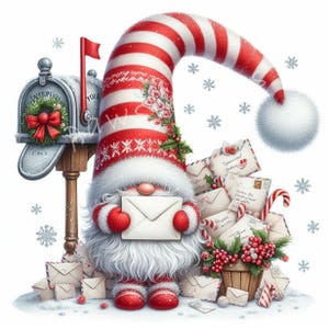 North Pole Mail Gnomes Clipart 10 High Res Watercolor Jpgs for Junk ...