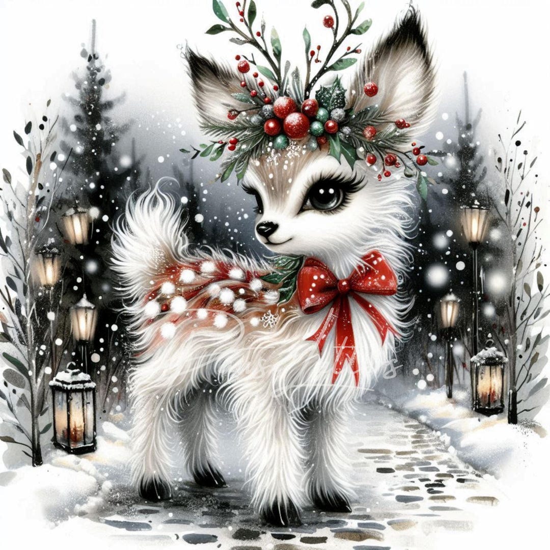 Christmas Animals Clip Art 12 High Res Watercolor Jpgs Winter Animals ...