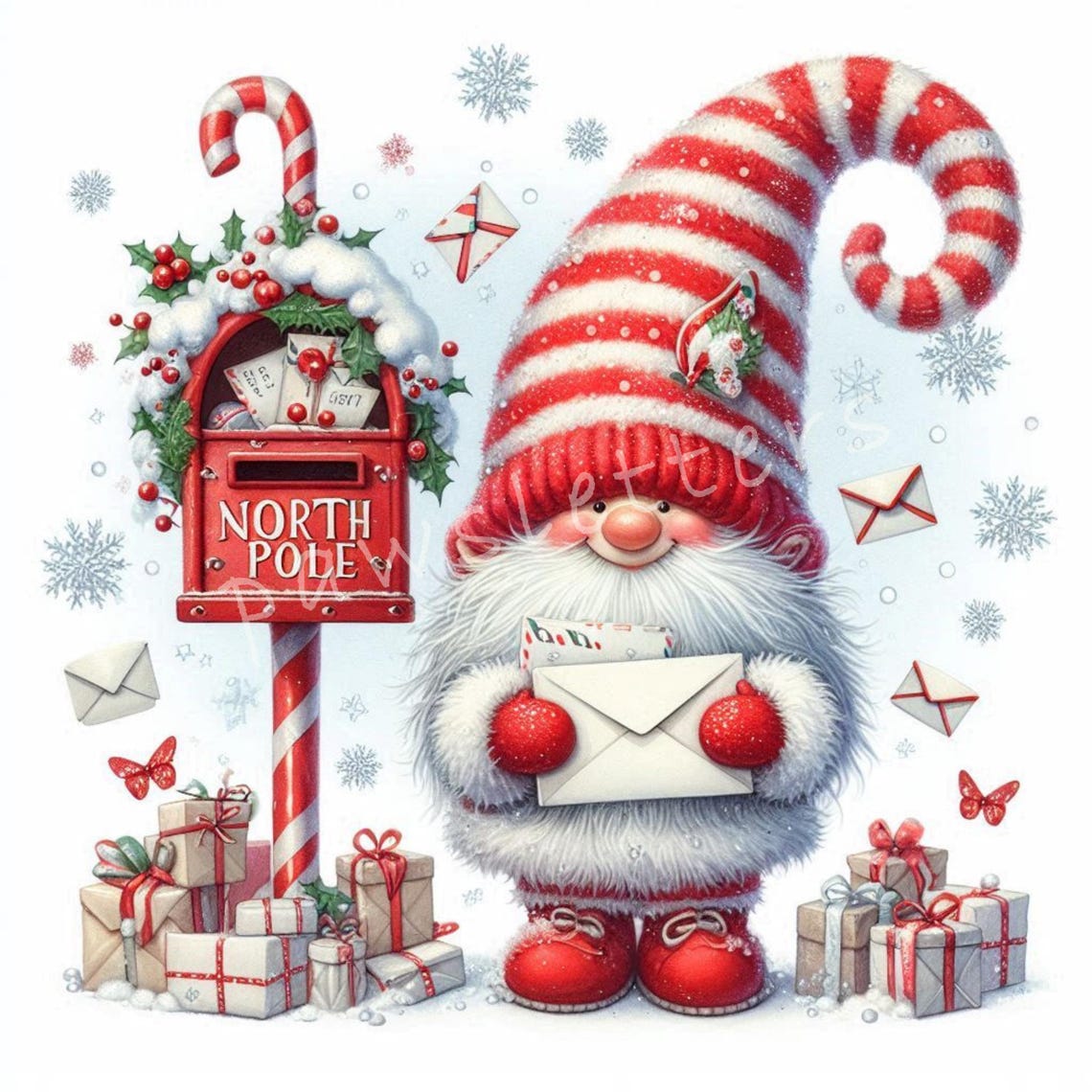 North Pole Mail Gnomes Clipart 10 High Res Watercolor Jpgs for Junk ...