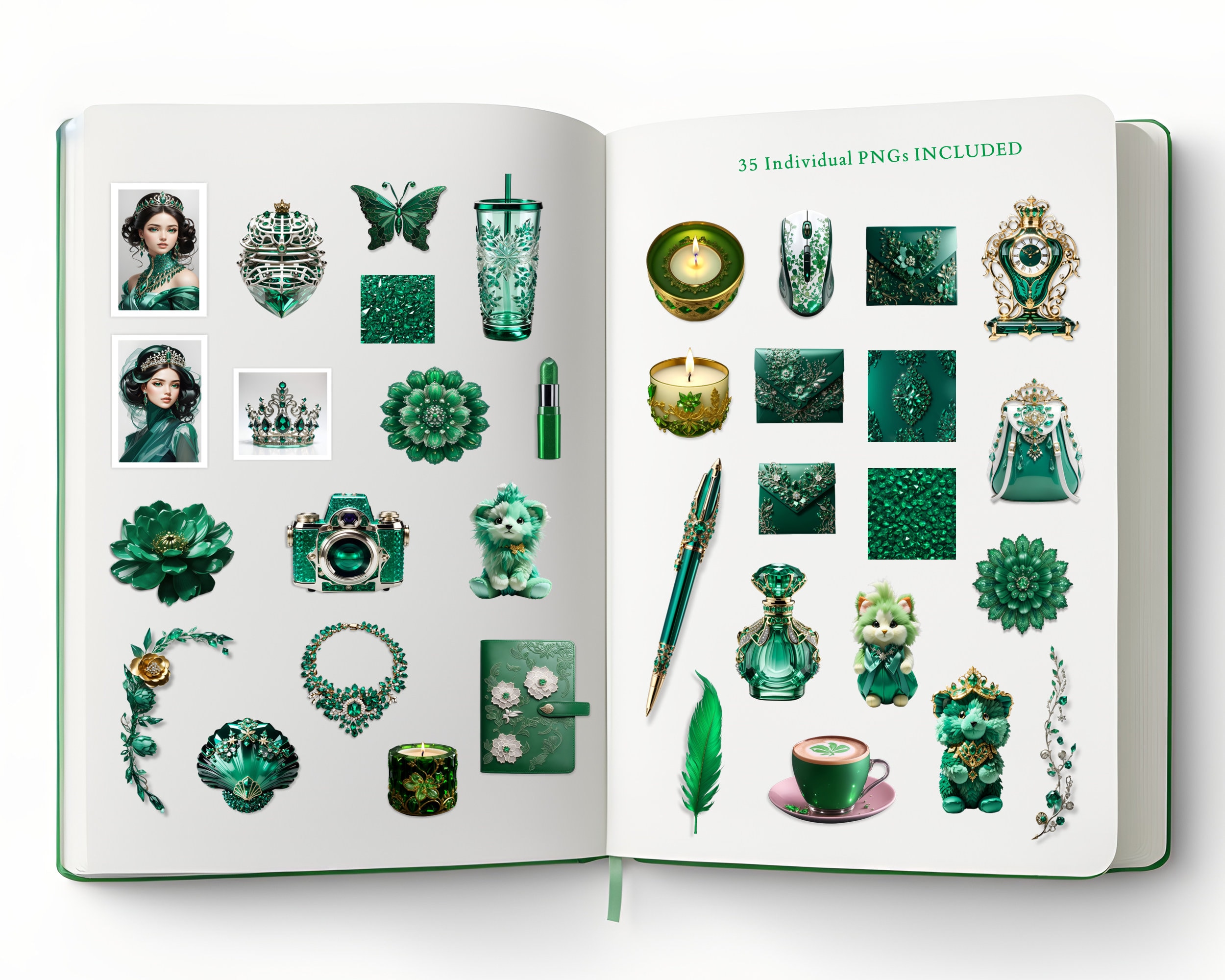 Regal Emerald Green Digital Stickers for Digital Planner, Emerald Green ...