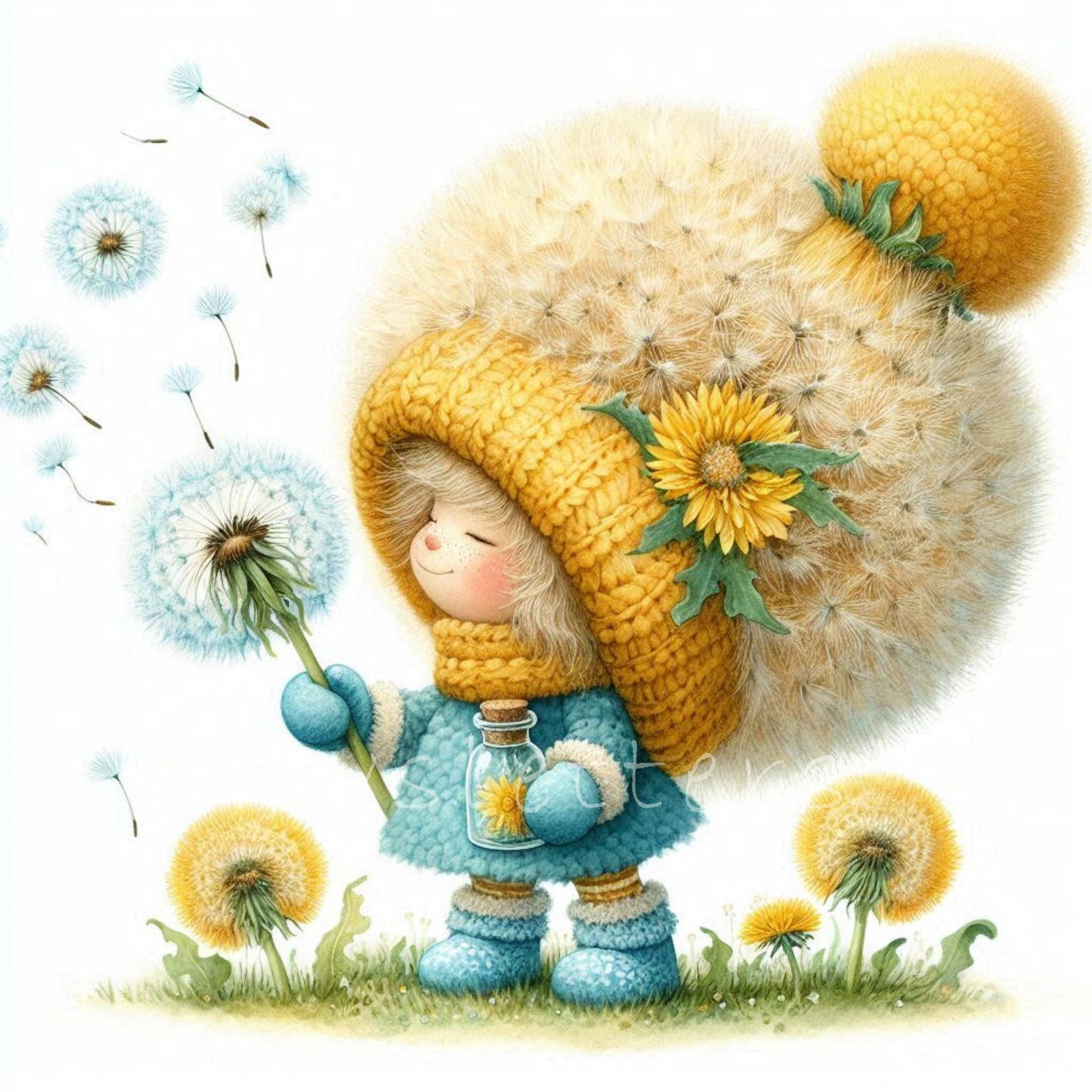 Dandelion Wish Gnome Clipart | Set of 10 | High Quality 300 DPI Jpegs ...
