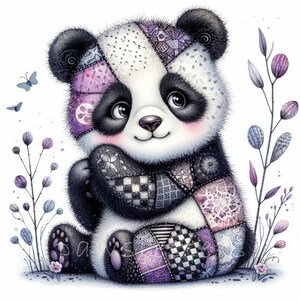 Mosaic Patchwork Panda Delight Clipart | 10 High Quality 300 DPI Jpegs, Cute Panda Designs ...