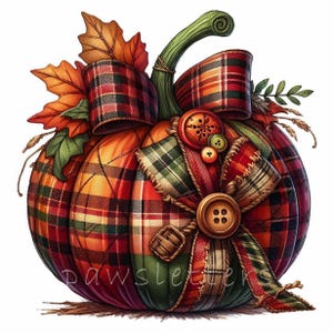 Plaid Pumpkin Clipart | Set of 10 | High Quality 300 DPI Jpegs ...