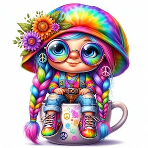 Groovy Hippie Gnome Clipart | Set of 10 | High Quality 300 DPI Jpegs ...