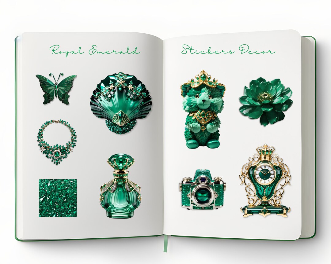 Regal Emerald Green Digital Stickers for Digital Planner, Emerald Green ...